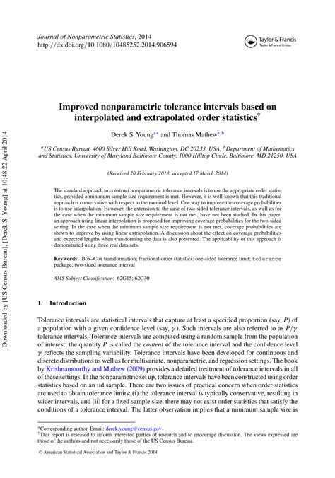 pdf improved nonparametric tolerance intervals based on interpolated