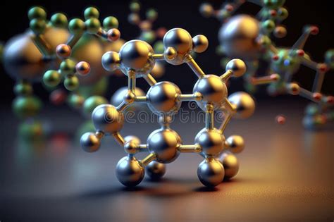 Abstract Molecules Design Molecular Structure With Spherical Particles Ai Generation Stock