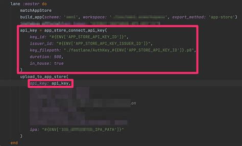 fastlane upload to app store using api key coded lines