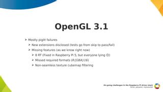 On Going Challenges In The Raspberry Pi Driver Stack OpenGL Vulkan And More XDC PPT