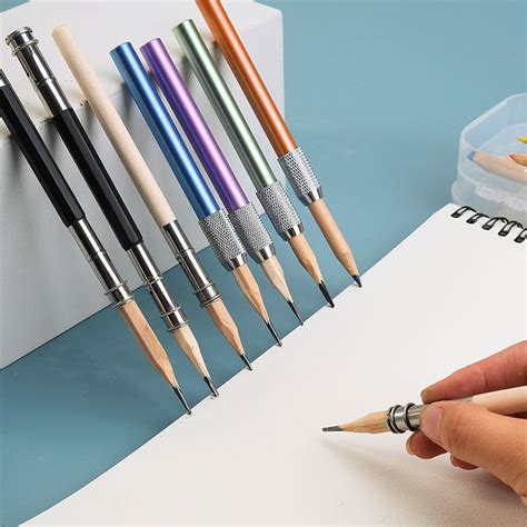 双头铅笔延长器木质单头延长器素描铅笔彩铅笔杆加长器金属接笔器 虎窝淘