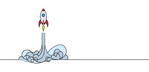 Premium Vector One Continuous Line Drawing Vector Spacecraft Flying Up Concept Rocket Space