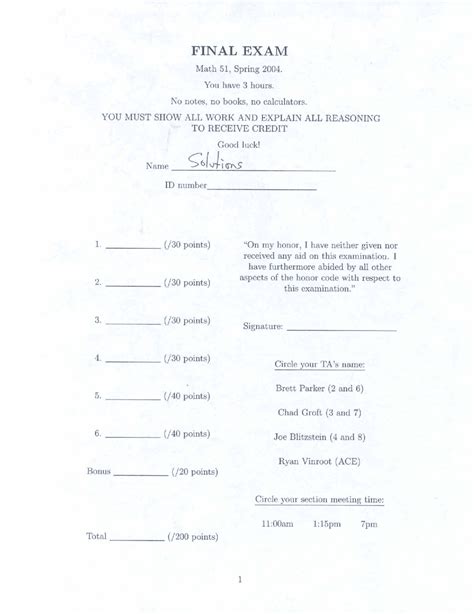 Gradient Linear Algebra And Multivariable Calculus Final Solved Exam Docsity
