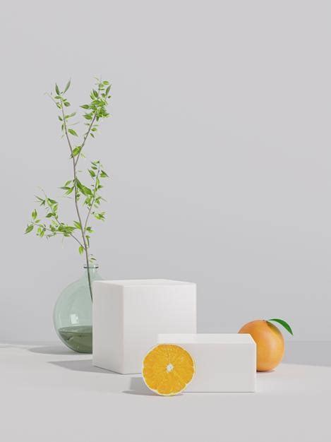 3d 배경 제품 디스플레이 연단 장면 배경 화장품 제품을 표시하는 연단 스탠드가 있는 3d 렌더링 받침대 디스플레이 흰색