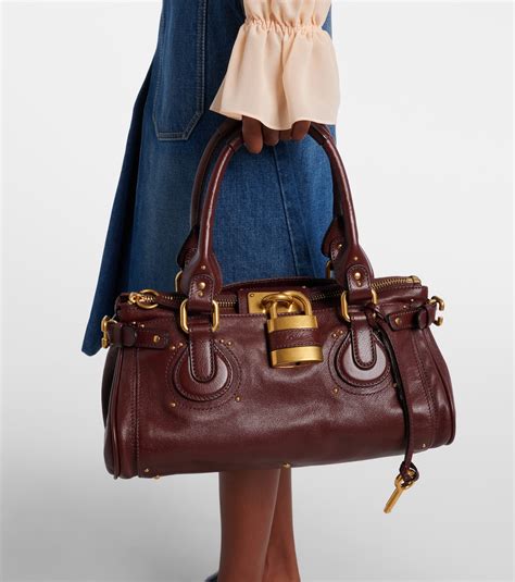 Paddington Leather Shoulder Bag In Burgundy Chloe Mytheresa