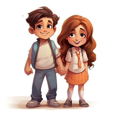 Hermanos En Estilo De Dibujos Animados Foto Premium