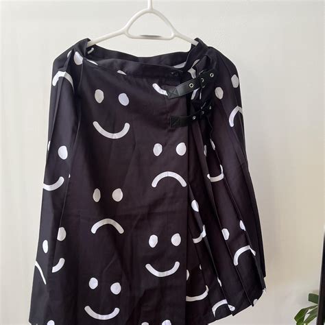 Lazy Oaf Smiley Kilt Skirt Black Depop