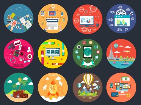 Telecommunication Concepts Design In Round Illustration Vectors Graphic Art Designs In Editable