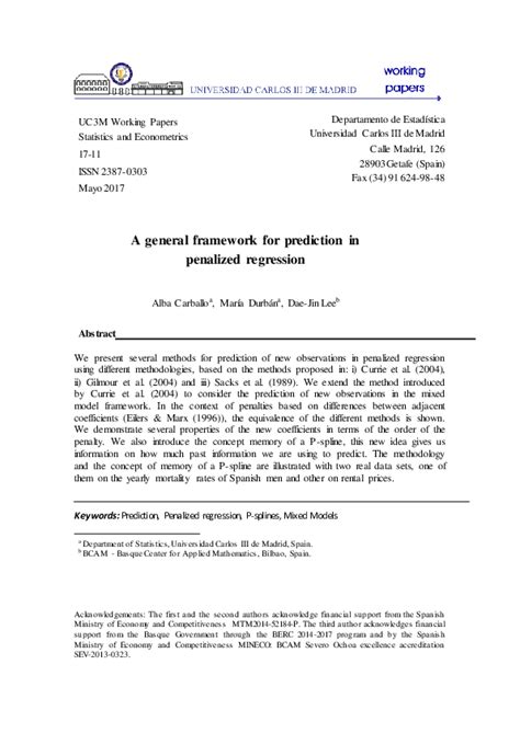 Pdf A General Framework For Prediction In Penalized Regression