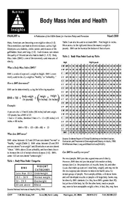 Nutrition Body Fat Mass Index Chart Pdfsimpli