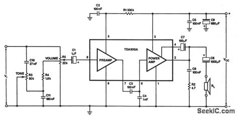 6 W AUDIO AMPLIFIER WITH PREAMP Amplifier Circuit Circuit Diagram SeekIC Com