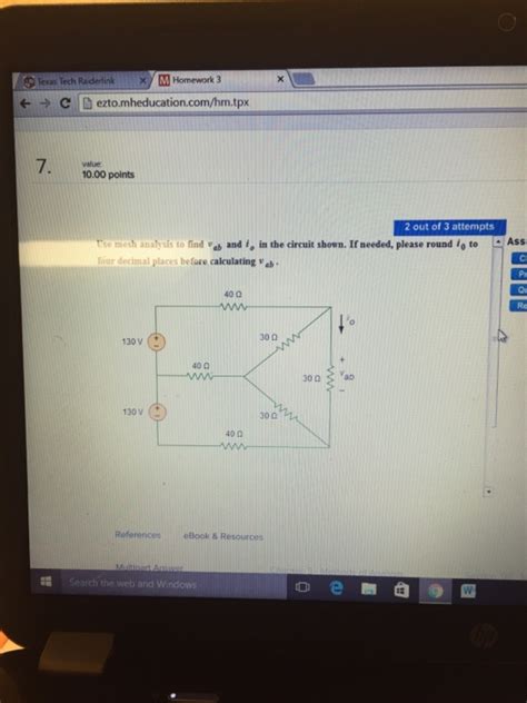 Solved Use mesh analysis to find v_ab and i_0 in the circuit | Chegg.com