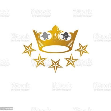 로얄 크라운 벡터 일러스트입니다 전 령 장식 기호입니다 레트로 기호 흰색 배경에 고립입니다 계급에 대한 스톡 벡터 아트 및 기타