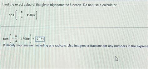 solved find the exact value of the given trigonometric