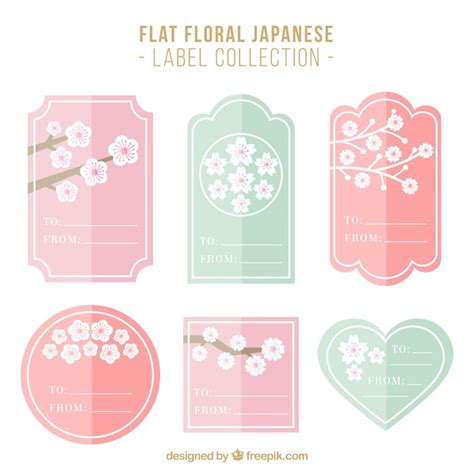 Free Vector Flat Japanese Labels In Pastel Colors