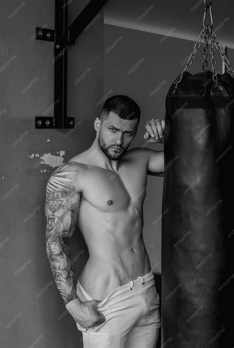 Premium Photo Sexy Naked Sporty Body Strong Young Man Boxer Boxing In