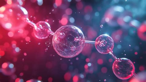 Abstract Molecular Structure With Red And Blue Glow Stock Illustration