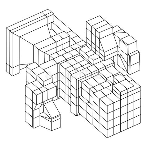 Wireframe Mesh Cubes Element Stock Vector Illustration Of Icon Connection 68553116