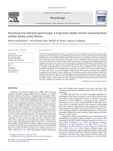 Pdf Functional Near Infrared Spectroscopy A Long Term Reliable Tool
