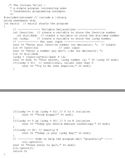 Solved Beginning With The Fortune Teller Program Make The Following