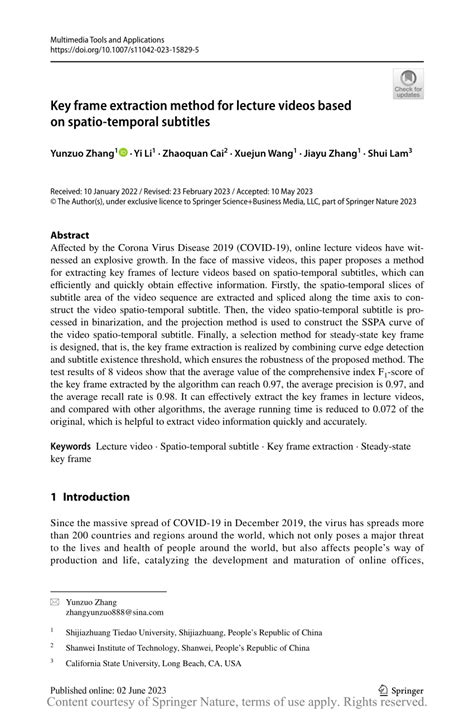 Key Frame Extraction Method For Lecture Videos Based On Spatio Temporal