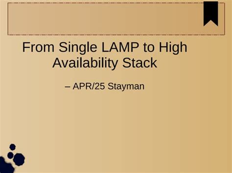 From Single Lamp Server To High Availability Stack Pdf