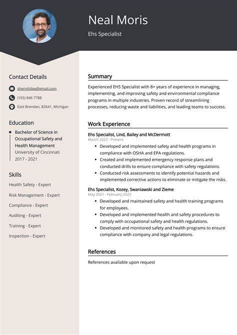 Ehs Specialist Cv Example For 2023 Skills And Templates