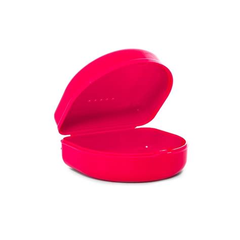 Кутия за съхранение на зъболекарски апарати мундщуци протези Средна 8 X 7 X 4cm Фуксия