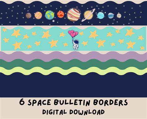 Printable Space Borders Bulletin Board 6 Designs Included Space