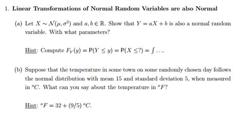 Solved Linear Transformations Of Normal Random Variables Are Chegg