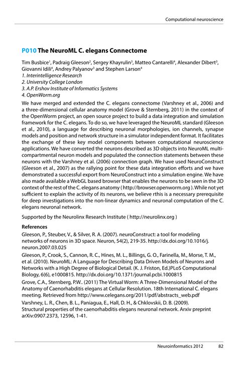 Pdf The Neuroml C Elegans Connectome
