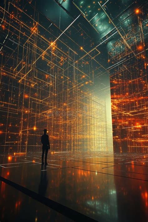 Futuristic Big Data Network Conceptual Visualization Of Digital Space Stock Illustration