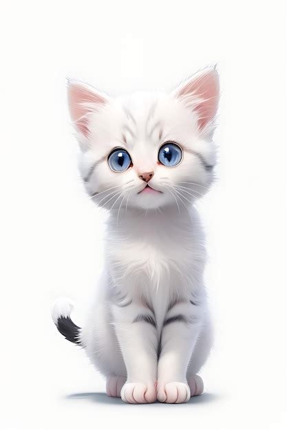 Premium Ai Image A Kitten In The Style Of Disney Animation White Background