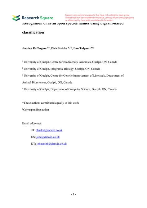 Pdf Recognition Of Arthropod Species Names Using Bigram Based Classification