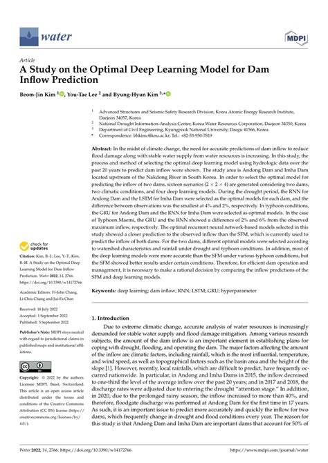 PDF A Study On The Optimal Deep Learning Model For Dam Inflow Prediction
