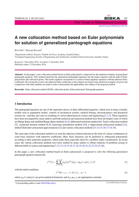 pdf a new collocation method based on euler polynomials for solution