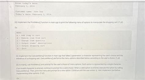 Solved 124 Lab Unlıne Shopping Cart Part 2 This Program