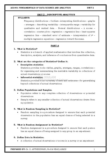 fdsa unit 2 unit 2 descriptive analytics syllabus frequency