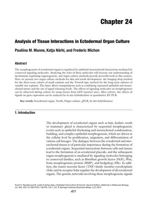 Pdf Analysis Of Tissue Interactions In Ectodermal Organ Culture
