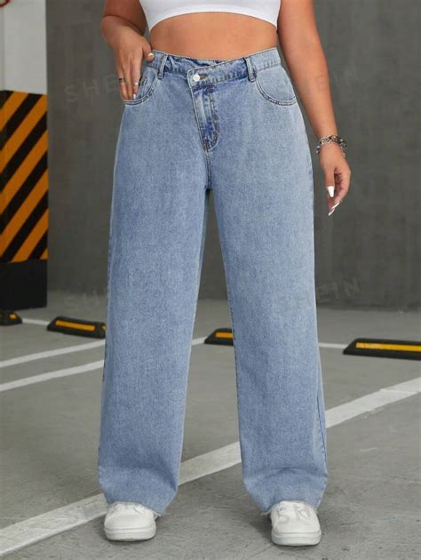 Shein Curve Plus Size Loose Baggy Jeans Non Stretch Fashion Design