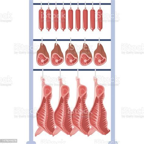 고기 스탠드 아이콘 벡터 다른 쇠고기 제품 디스플레이 쇼케이스에 나눠 갈비 음식에 대한 스톡 벡터 아트 및 기타 이미지 갈비