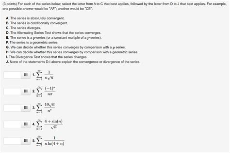 Solved Points For Each Of The Series Below Select The Chegg