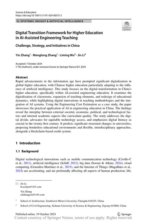 Digital Transition Framework For Higher Education In Ai Assisted Engineering Teaching Request Pdf