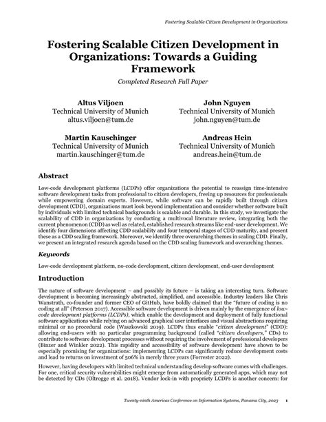 Pdf Fostering Scalable Citizen Development In Organizations Towards
