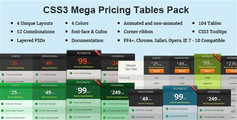 22 Best Css3 Pricing Tables Elements Of 2013 Webdesignboom