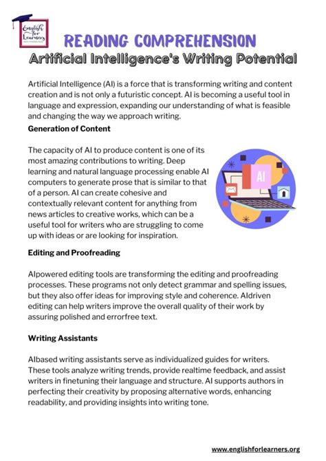 Reading Comprehension Artificial Intelligence For Writing