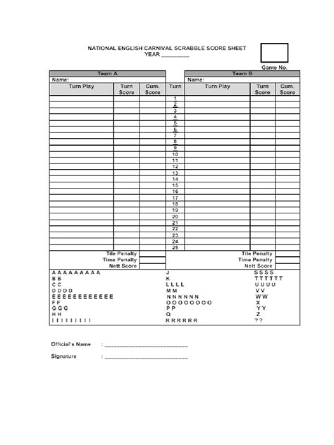 Scrabble Score Sheet Pdf