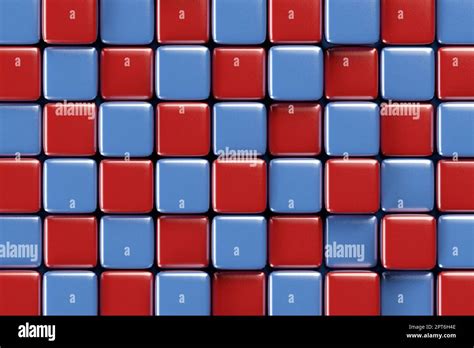 Abstract Geometric Background With Brightly Colored Blue And Red Cubes Of Various Height Stock