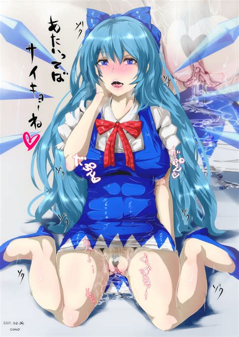 Rule 34 2011 Blue Eyes Blue Hair Blush Bow Censored Cirno Dress Hairbow Highres Long Hair Nyuu