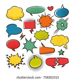 Comic Speech Bubbles Pop Art Set Stock Vector (Royalty Free) 758302312 | Shutterstock